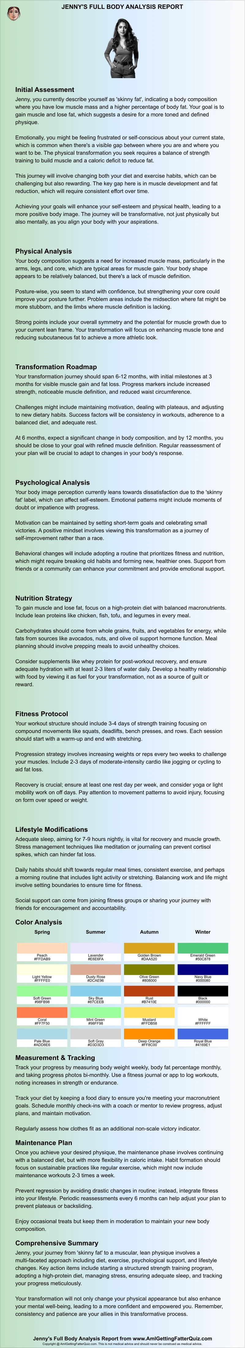 Sample Full Body Analysis Report